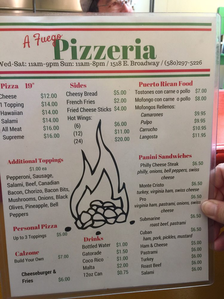 Online Menu of A fuego pizzeria Restaurant, Enid, Oklahoma, 73701 - Zmenu