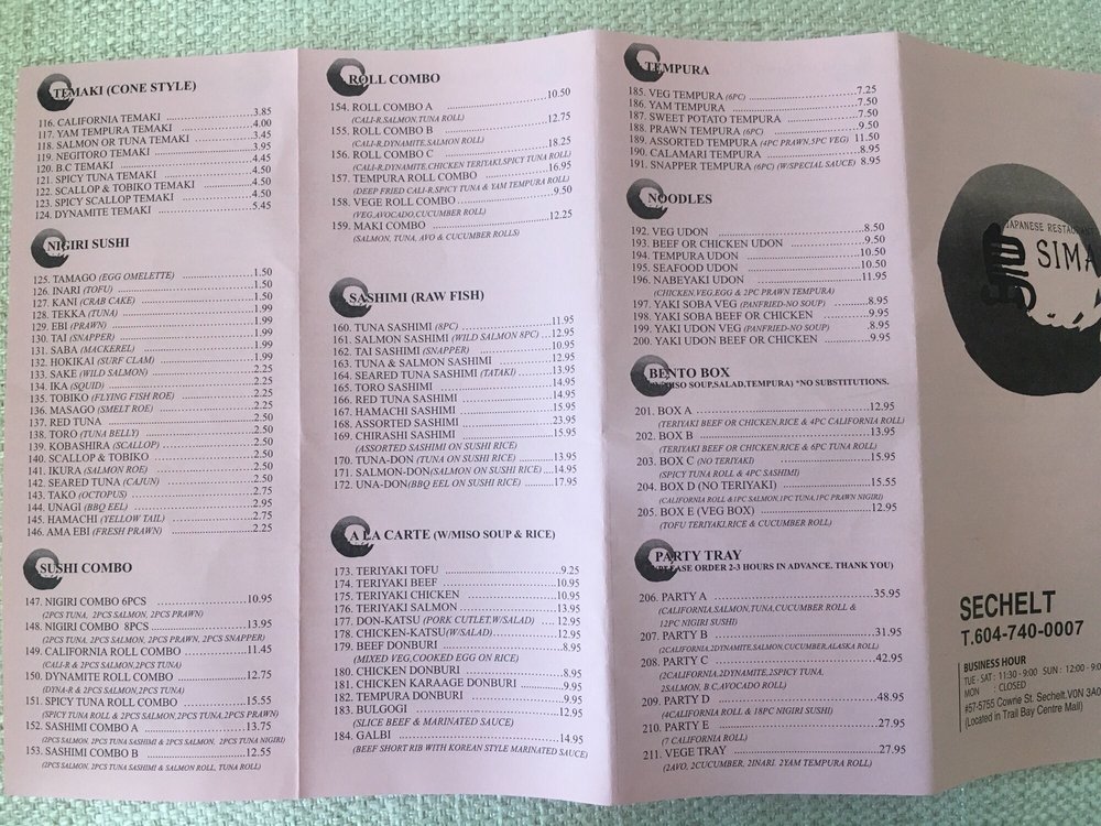 Sima Sushi - Sushi Bars - 5755 Cowrie Street, Sechelt, BC - Restaurant ...