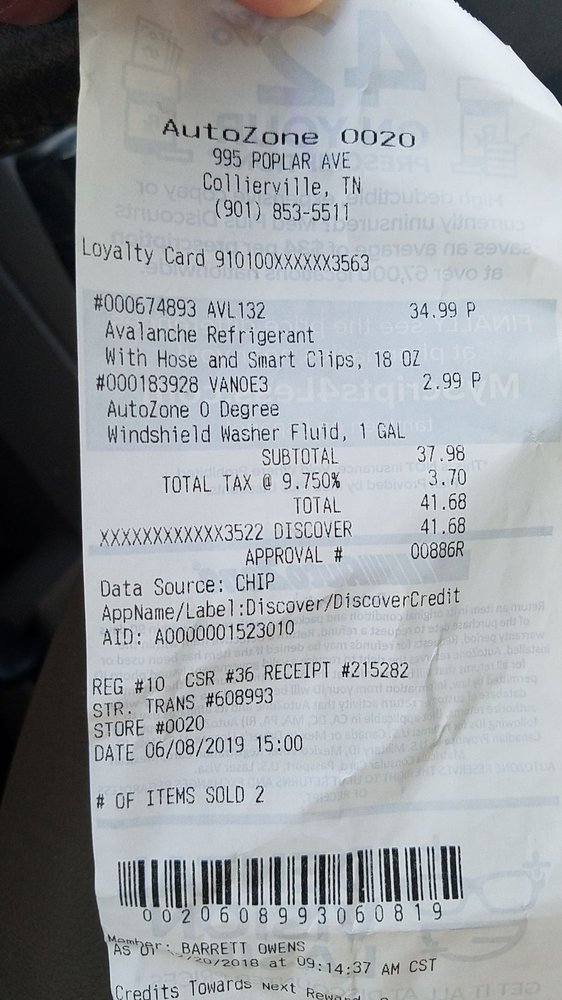 Autozone Receipt Template Martin Printable Calendars