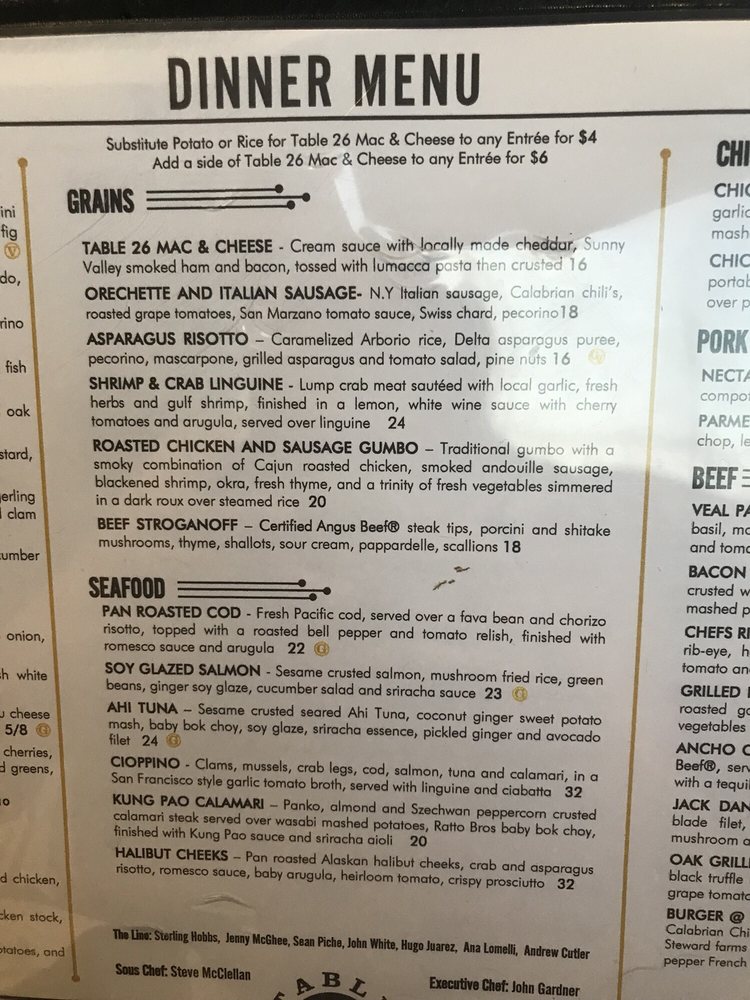 Online Menu of Table 26 Restaurant, Turlock, California, 95382 - Zmenu